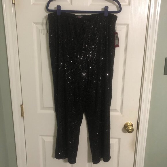 Vince Camuto | Pants & Jumpsuits | Black Sequins Slack Size X Elastic ...